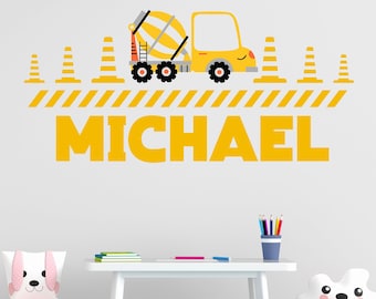 Construction Truck Wall Decal Kids Wall Decor Custom Nursery Kids Art ...