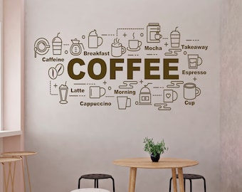 Coffee Wall Decal Coffee Window Sticker Decals for Coffee Shop - Etsy