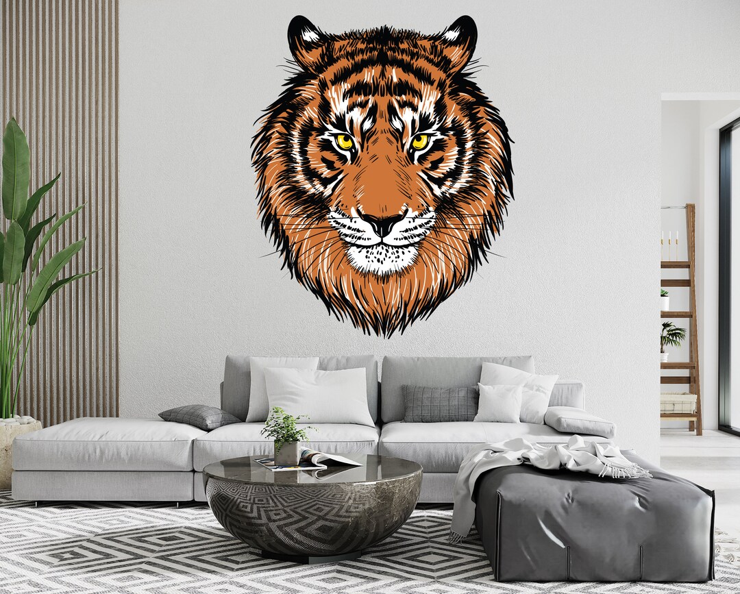 Tiger Head King, Tiger Wall Decal, Tiger Wall Art, Tiger Head Wall ...