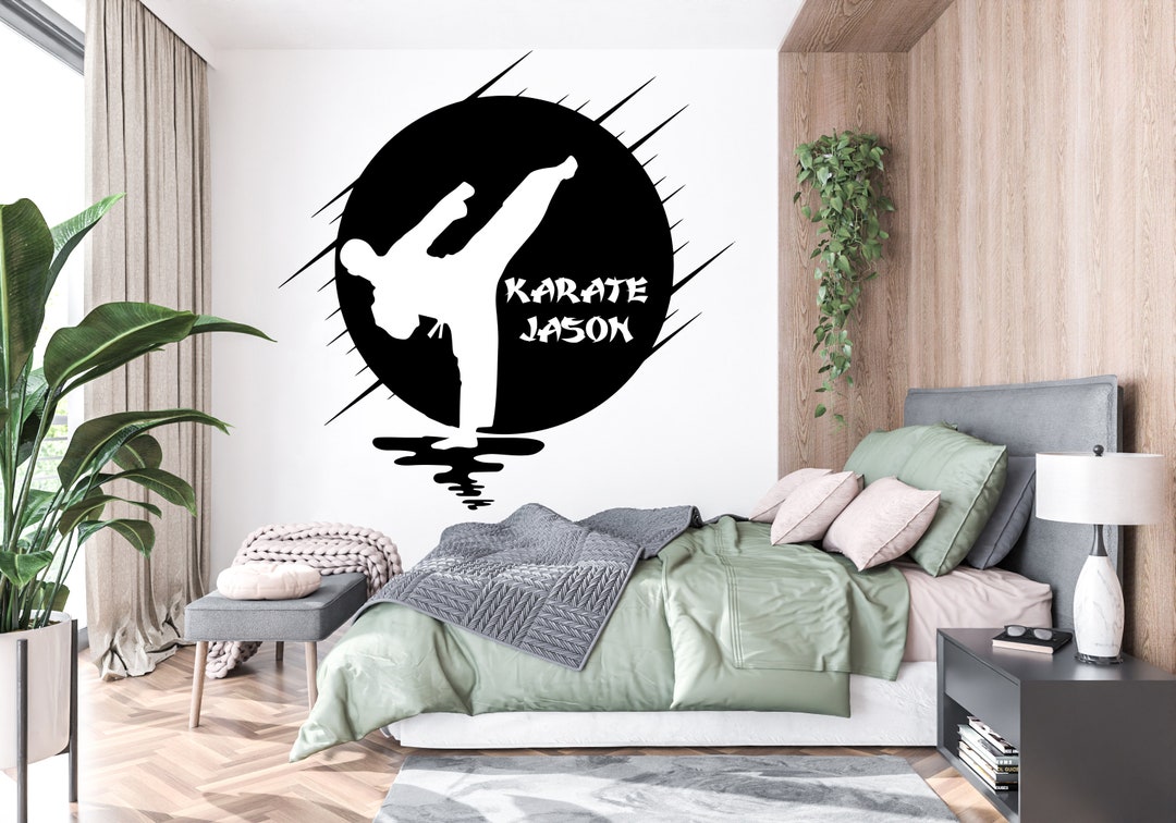 Karate Wall Decal Custom Name Samurai Wall Sticker Karate Sport ...