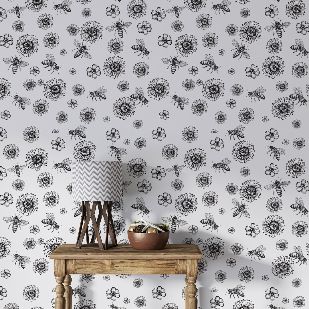 Honey Bee Wallpaper Bee Peel and Stick Honey Flower Wallpaper Seamless ...