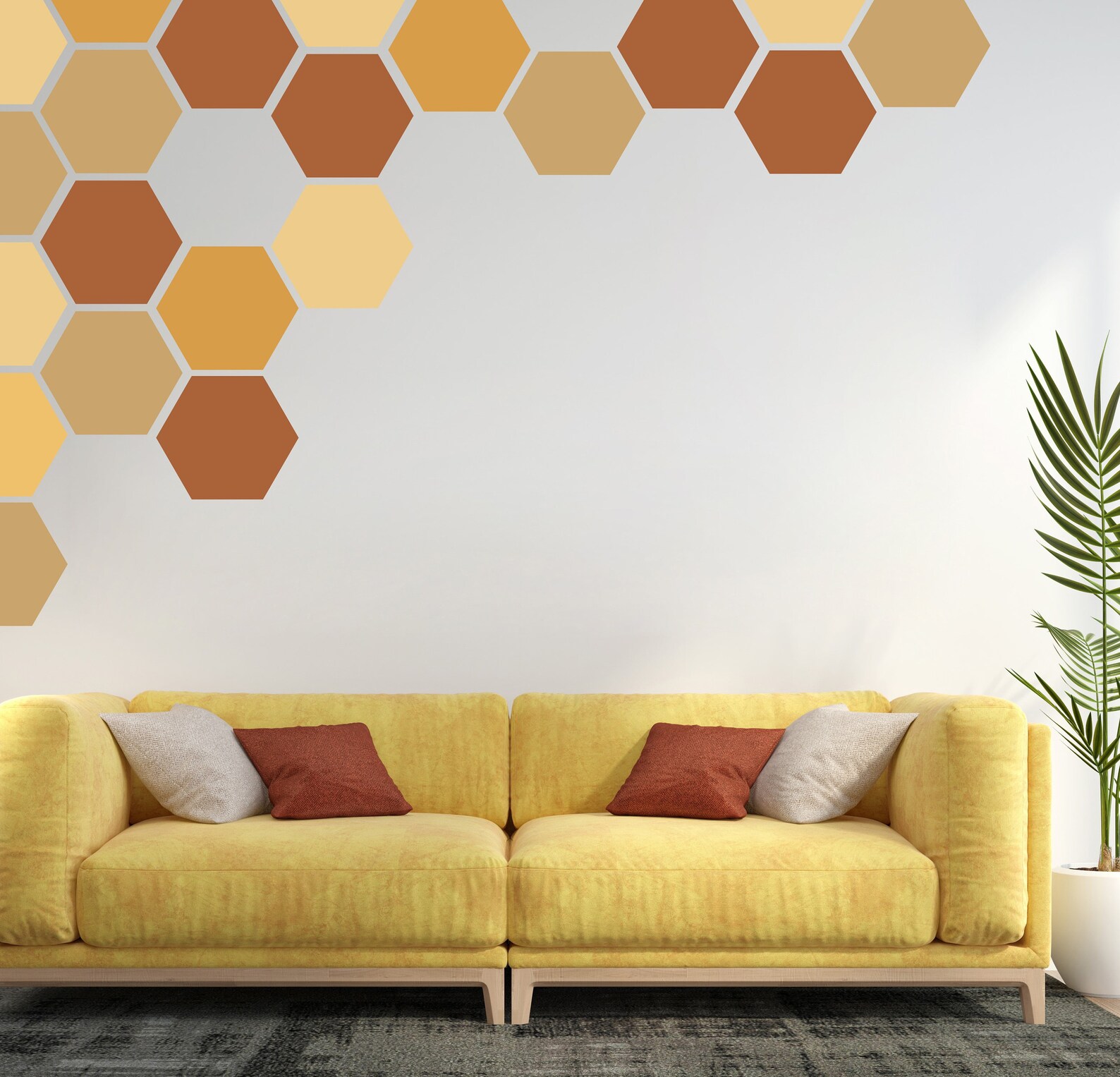 Honeycomb Wall Decor, Gold Honeycomb Wall Decals, Hexagon Vinyl Wall ...