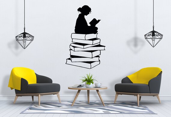Books Wall Decal Reading Wall Decal Library Wall Decal Book - Etsy