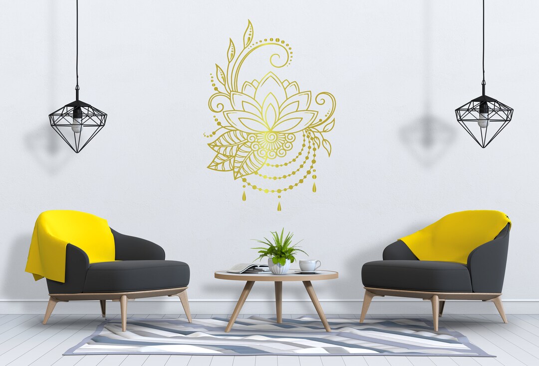 Lotus Wall Decal Lotus Flower Wall Decal Lotus Mandala Wall Decor ...