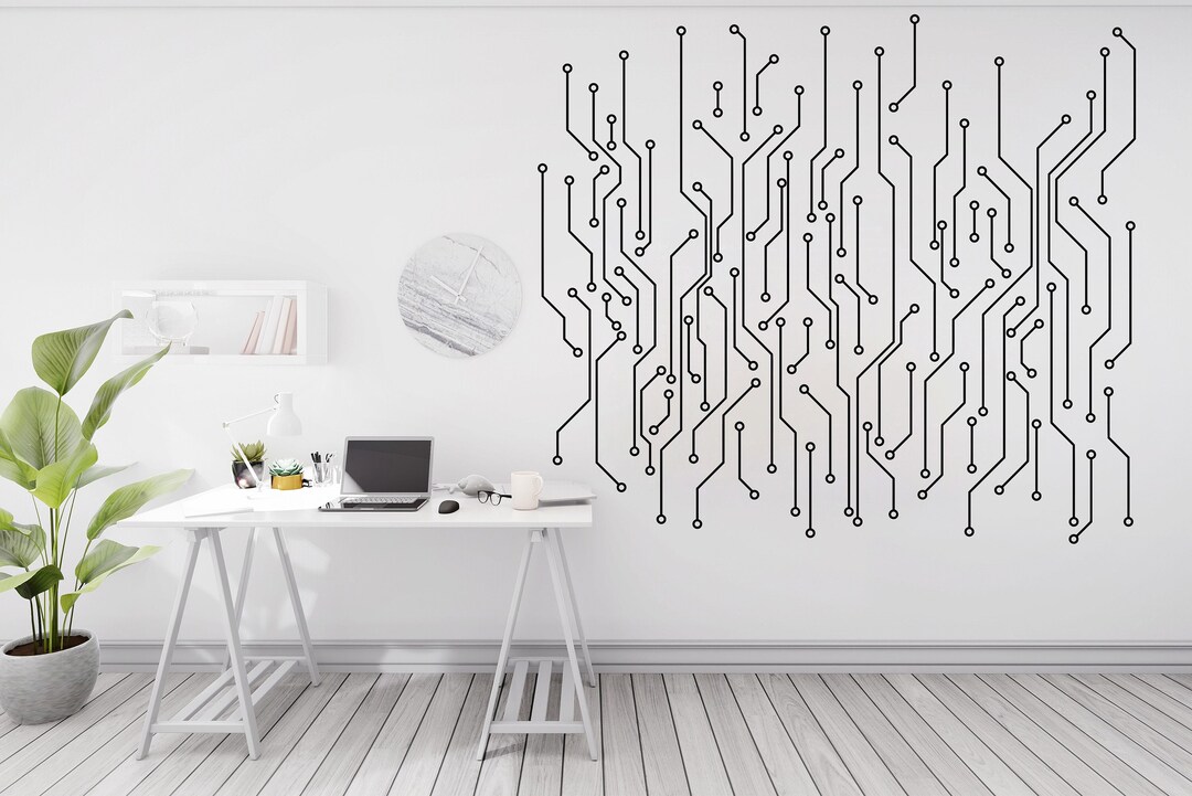 Circuit Board Office Wall Decal, Technology Vinyl Wall Art Decals ...