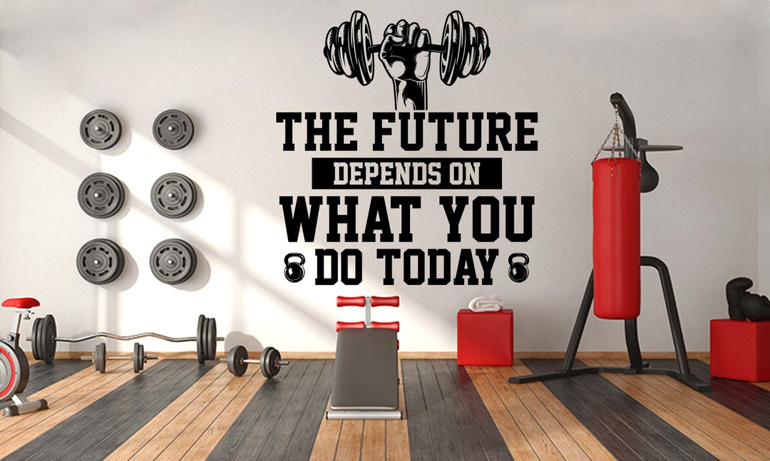 Gym Wall Stickers Quote Vinyl Decals Fitness Wall Art Gym Wall Decor ...