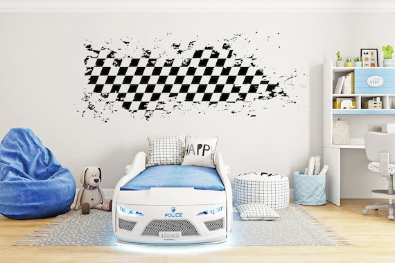 Checkered Flag Wall Decal Checkered Flag Skull Racing Vinyl Wall Art