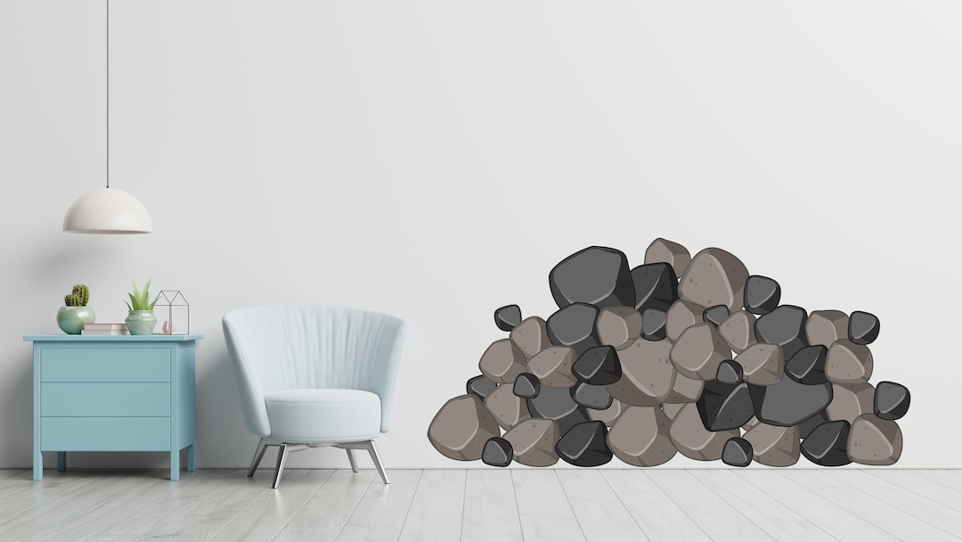 Grey Stones Decor, Pile of Stones Wall Art Vinyl Decal, Cairns Rocks ...