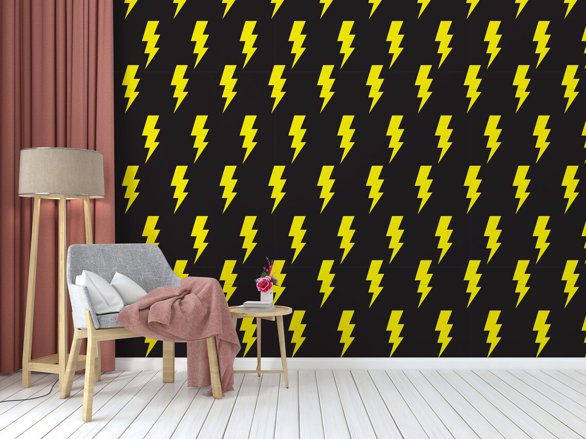 Lightning Bolt Wallpaper Lightning Bolt Wall Decal Lightning - Etsy