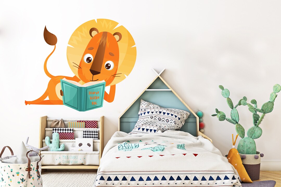 Lion Learn With Me Book Quote Kids Wall Decal Books Reading Room ...