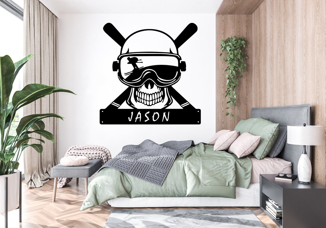 Ski Skull Skeleton Wall Decal Snowmobile Wall Decor Winter Sports ...