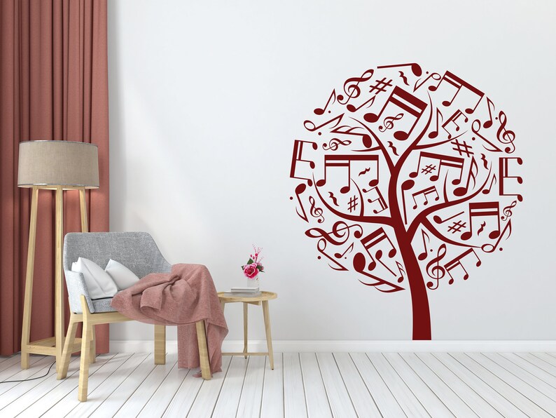 Music Note Tree Wall Decal, Music Lovers Gift, Music Room Decoration ...
