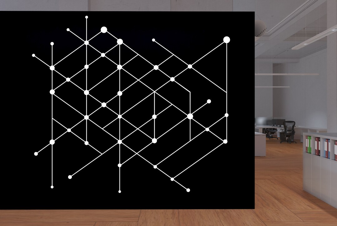 Wireframe Polygonal Wall Decal Geometric Wall Decals Wireframe Wall ...