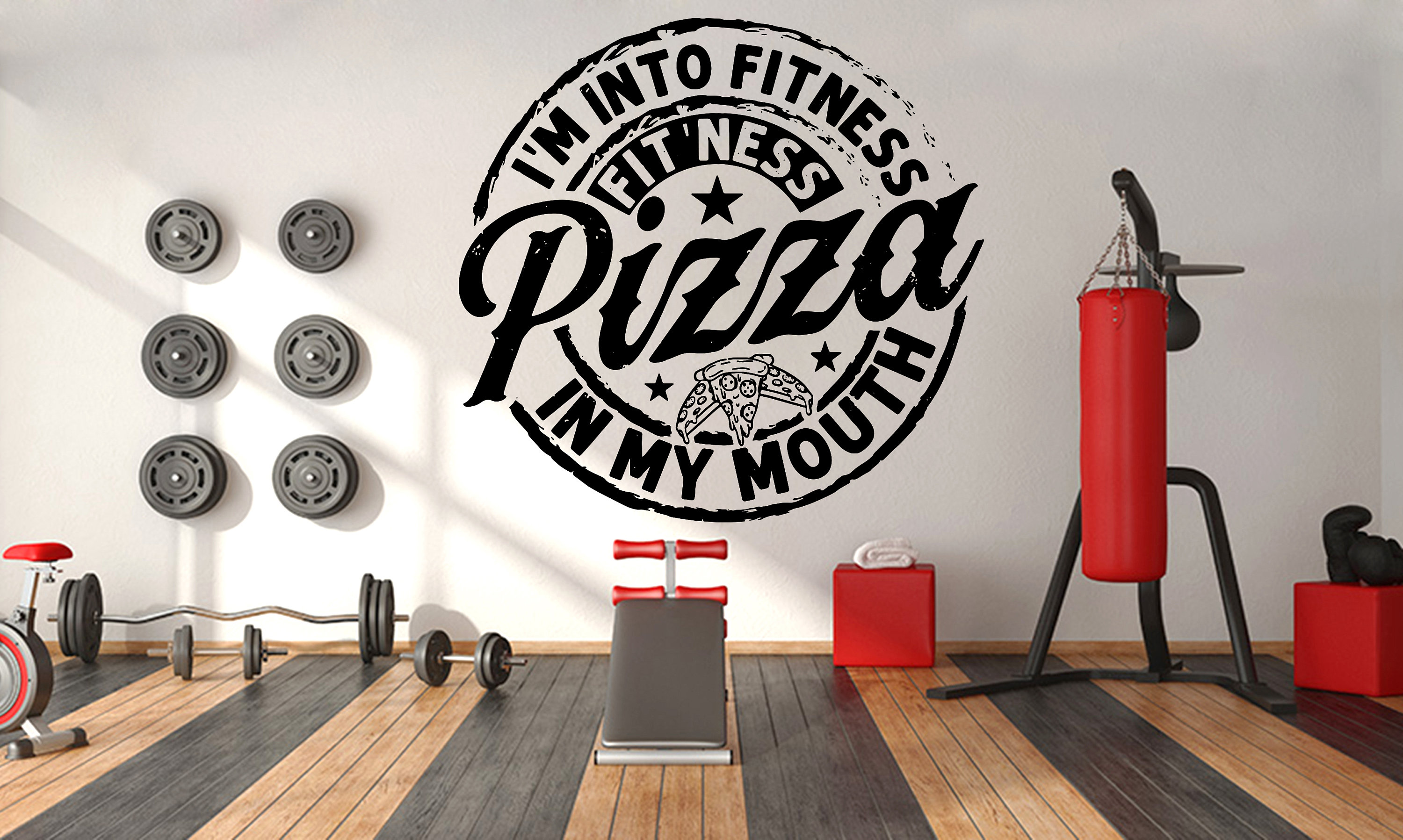 Pizza Gym Wall Decor Pizza Fitness Wall Art Skull Gym Wall Decals ...