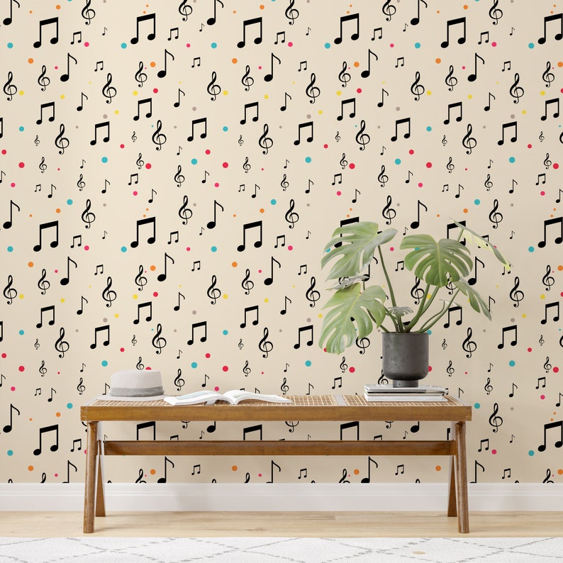 Music Notes Wallpaper Music Art Fabric Wallpaper Seamless Music Notes ...