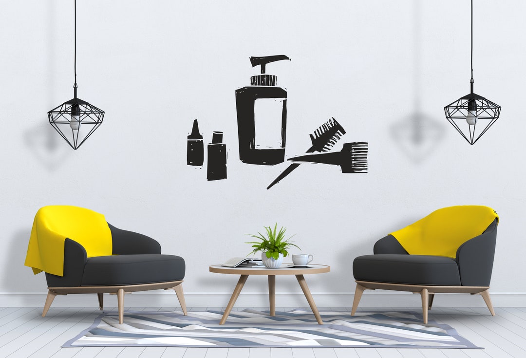 Hair Salon Wall Window Decal Sticker Hair Stylist Hair Tools Scissors ...