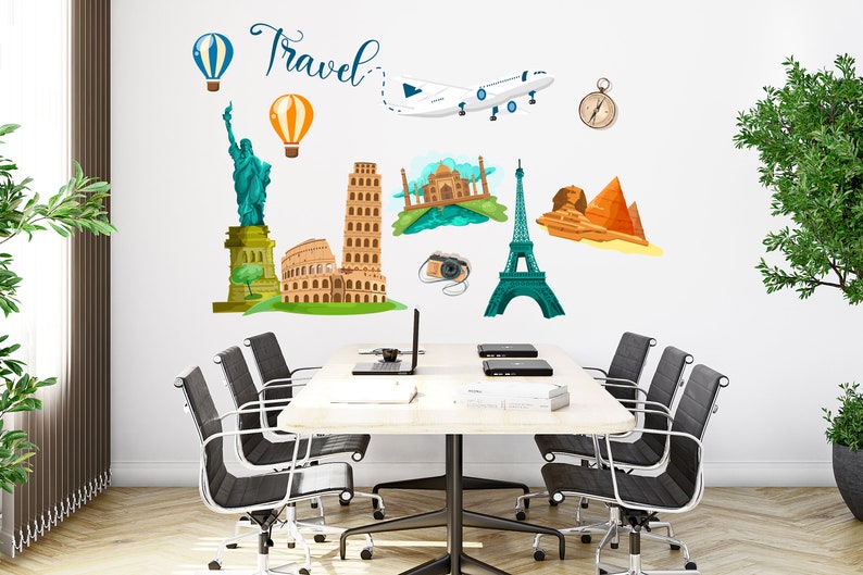 Travel Wall Decal, Travel Decor Travel Agency Colosseum Statue of ...