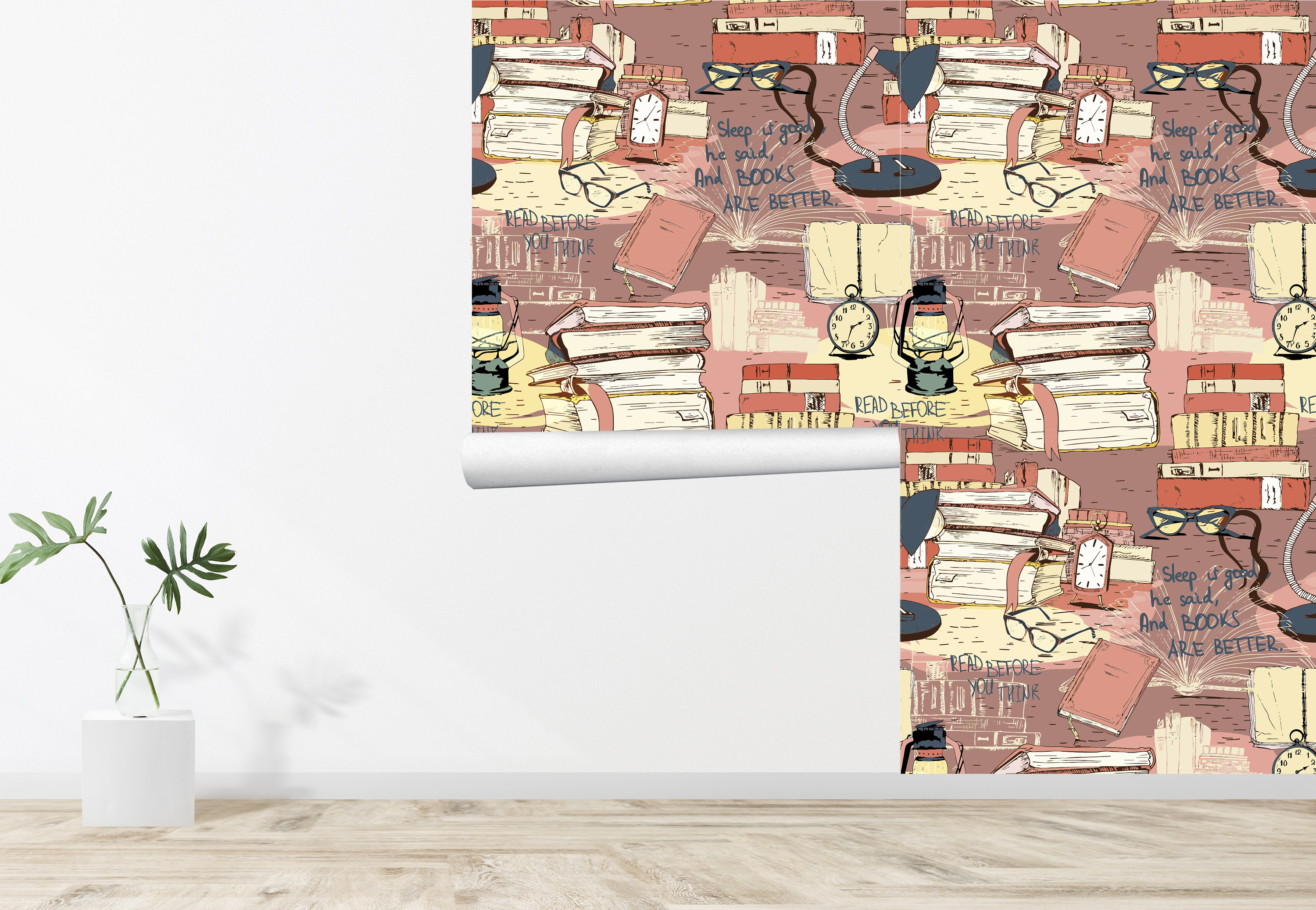 Library wall decor Removable wallpaper Books library wallpaper for ...