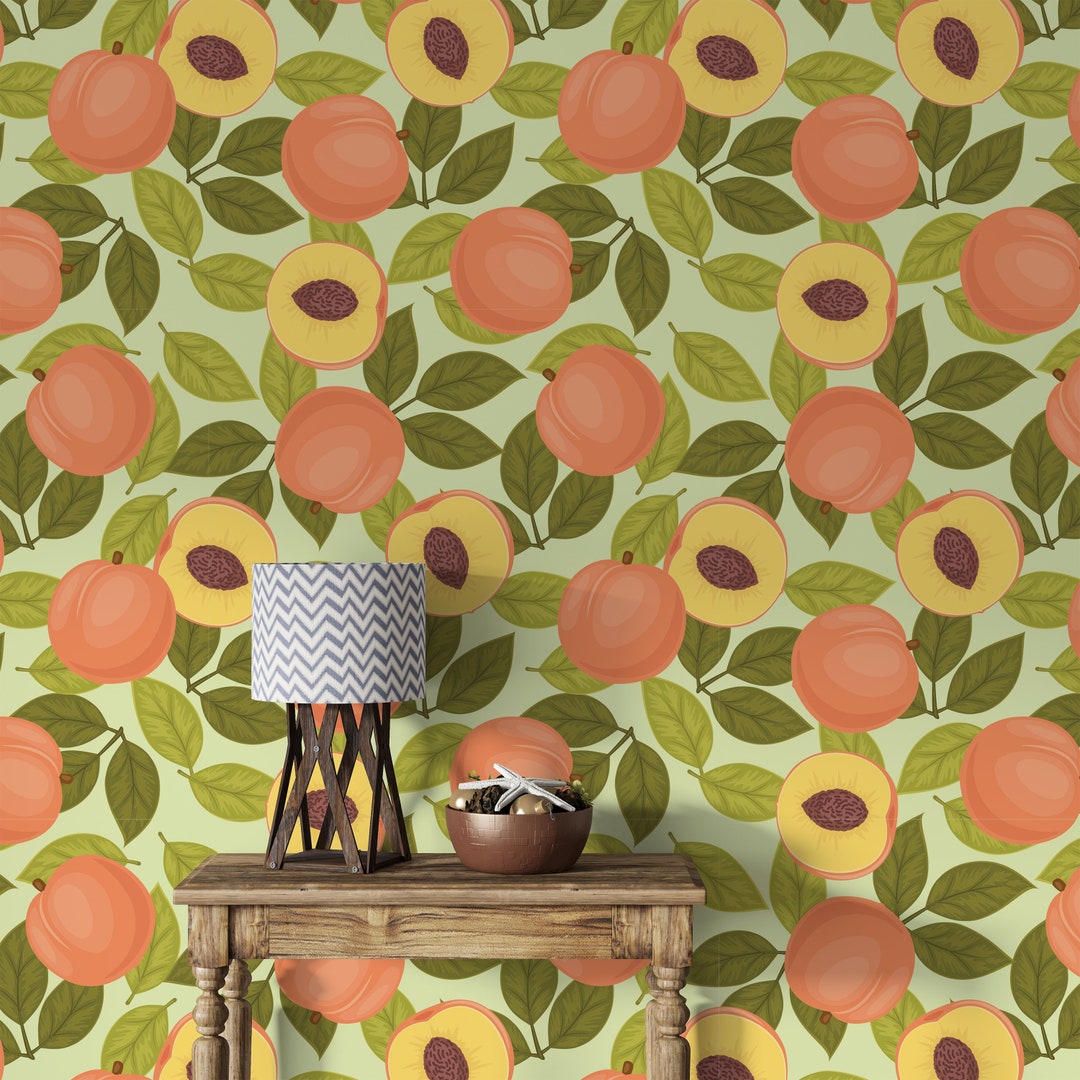 Peach Tree Wallpaper Peach Fruit Wallpaper Peach Wall Decor Peach Wall ...