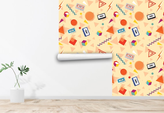 80s Retro Wallpaper Floral Wallpaper Vintage Wallpaper | Etsy UK