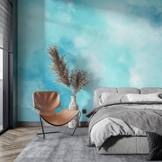 Blue Sky Cloud Mural Mid Century Wall Decor Mural Room Mural - Etsy