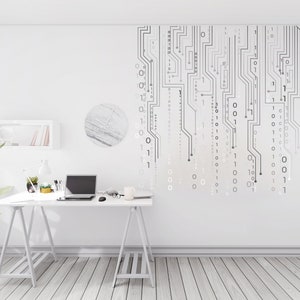 Circuit Board Binary Code Wall Decal, Technology Vinyl Wall Art Decals ...