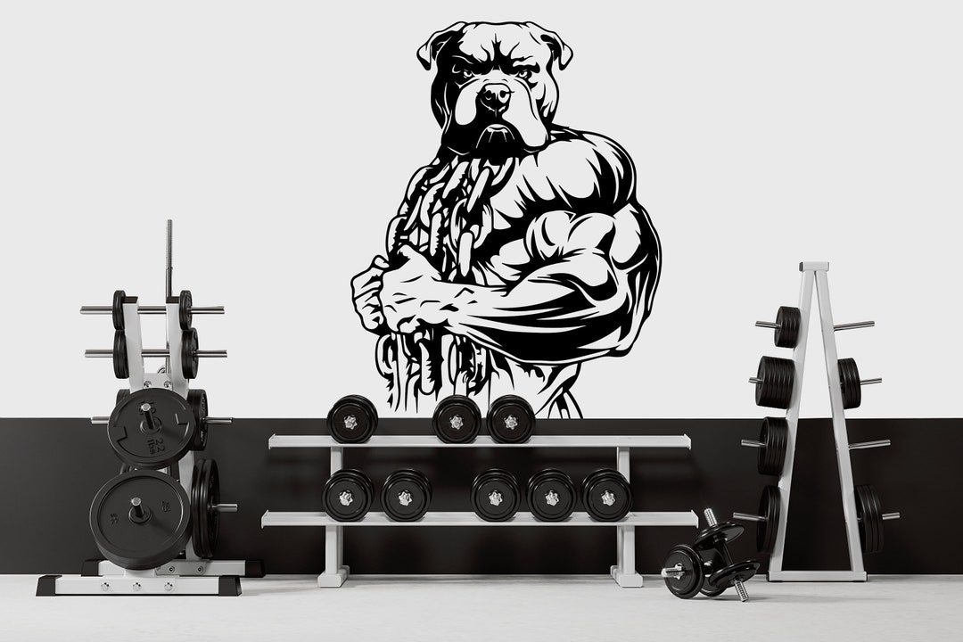 Bulldog Gym Wall Decor Fitness Wall Art Dog Gym Wall Decals Bulldog ...