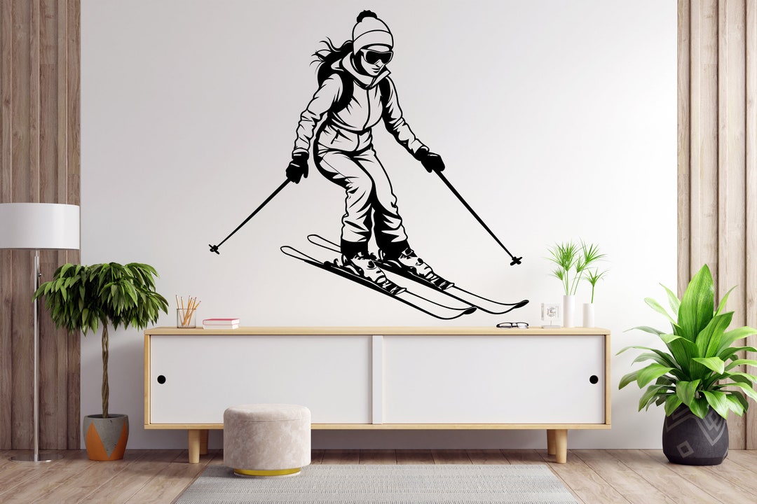 Ski Wall Decal Winter Sports Wall Decor Skiing Wall Art Skier Wall ...