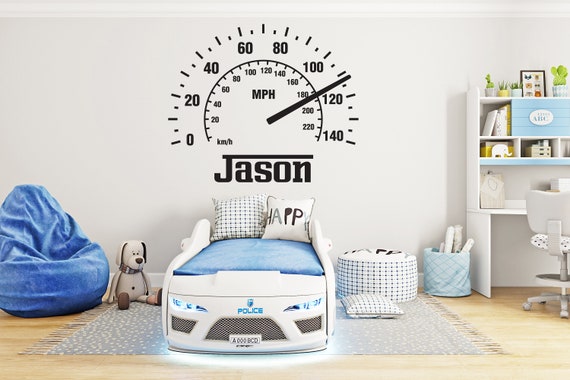 Custom Name Speedometer Racing Car Checkered Flags Wall Decal - Etsy