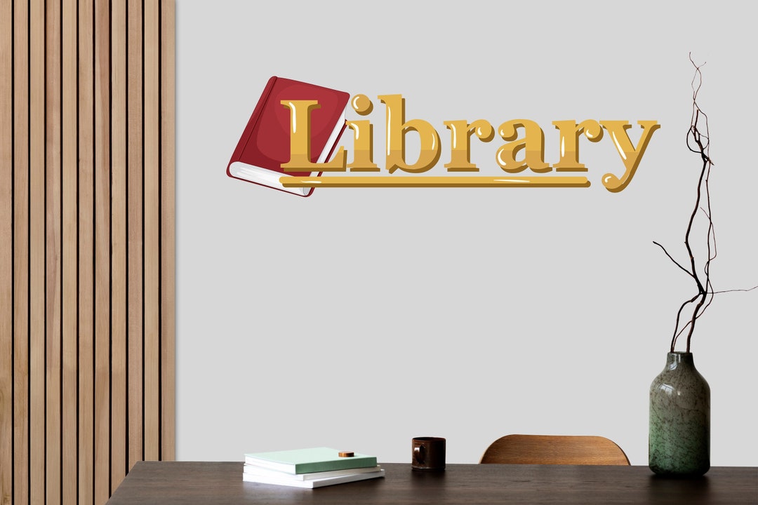 Library Sign Library Decal Wall Art Books Wall Decals Decor Books Wall ...