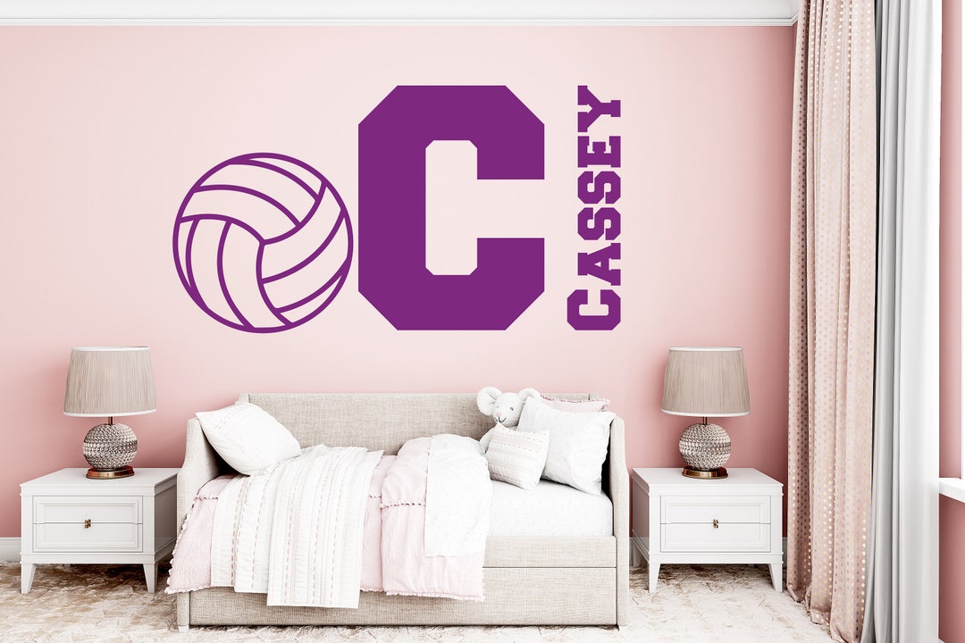 Volleyball Wall Decal Personalized Wall Decal Varisty Letter Nursery ...