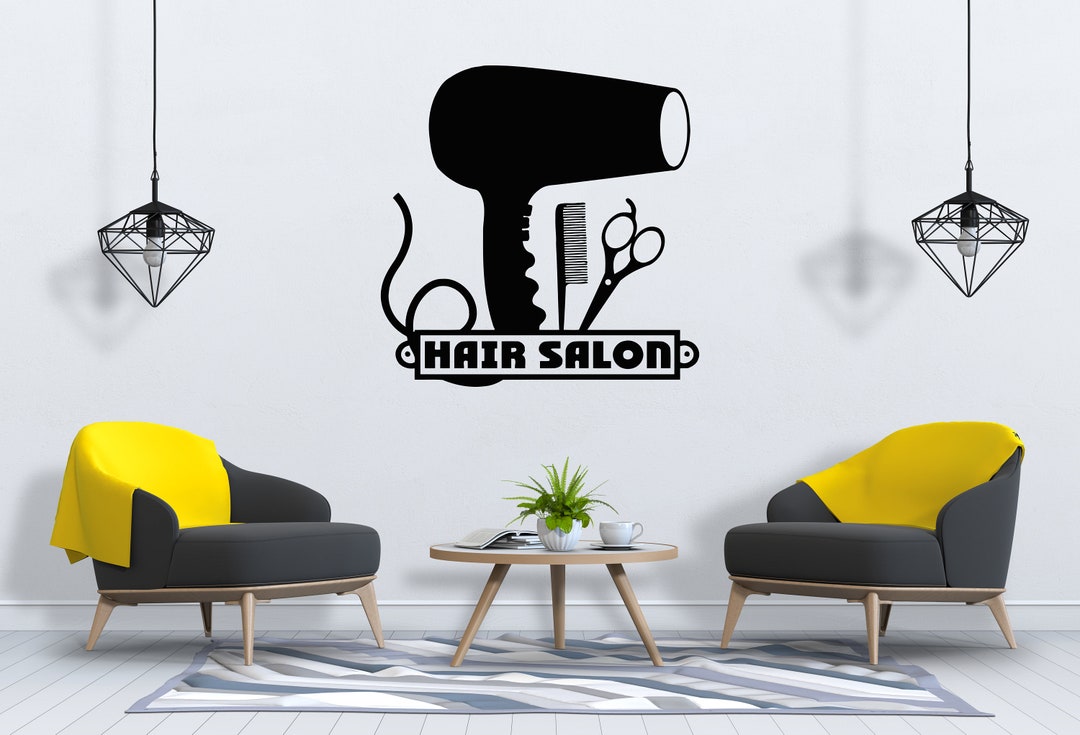 Hair Salon Wall Window Decal Sticker Hair Stylist Hair Tools Scissors ...