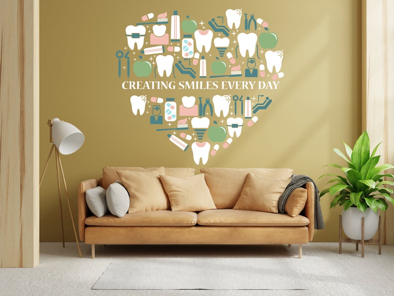 Dental Wall Art Decal, Dental Clinic Vinyl Wall Art Decals, Smile Teeth ...