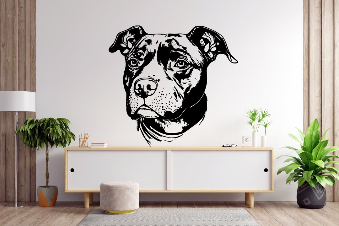 Pitbull Dog Wall Decor, Dog Wall Decals, Dog Wall Art, Dog Lover ...