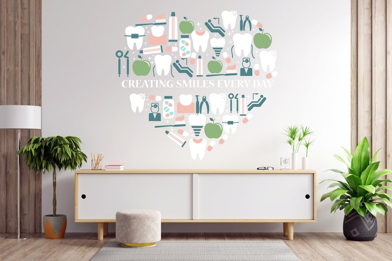 Dental Wall Art Decal, Dental Clinic Vinyl Wall Art Decals, Smile Teeth ...