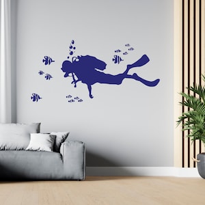 Scuba Diving Wall Decal Scuba Diving Wall Art Diver Wall Sticker SG1354 ...