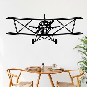 Airplane Wall Art Decal Vinyl Sticker Decals Biplane Decor Plane Air ...