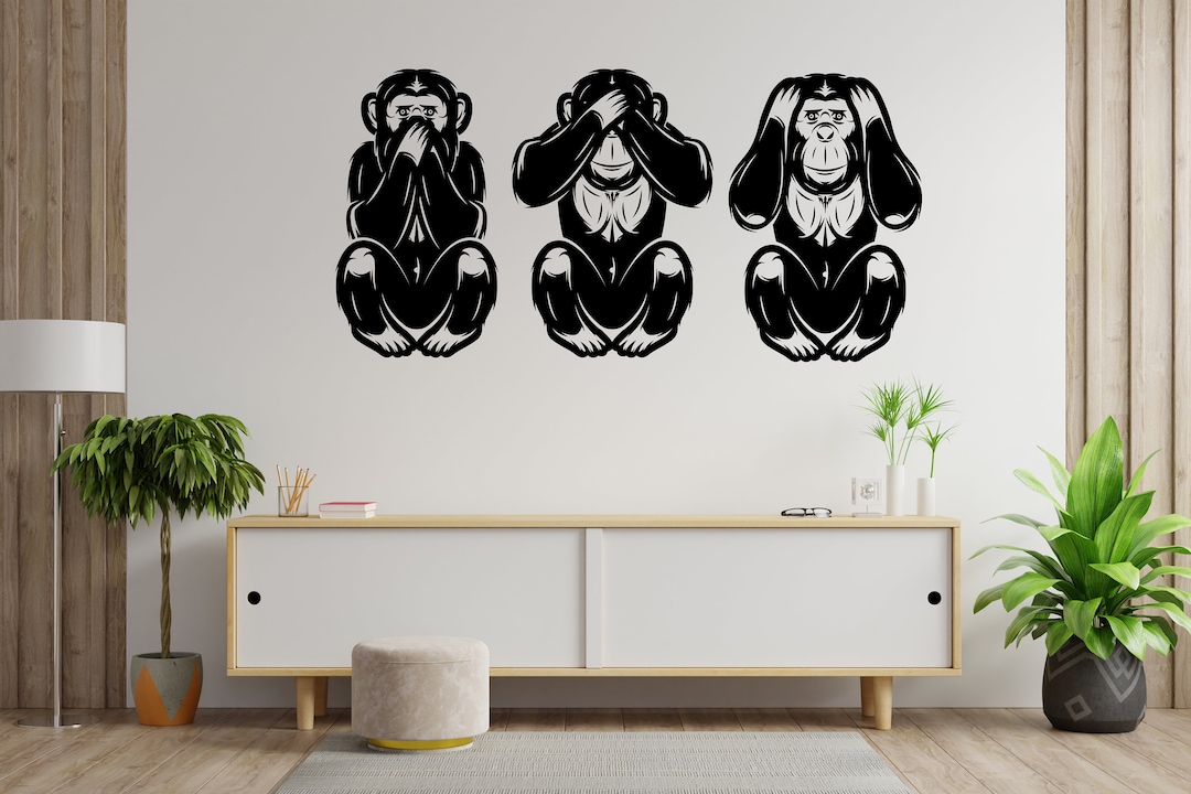 Monkey Wall Decal, Monkey Wall Art, Monkey Wall Decor Animals Wall ...