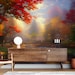 Autumn Forest Mountain Mural Wall Art - Mountain, Fall Forest Wall ...