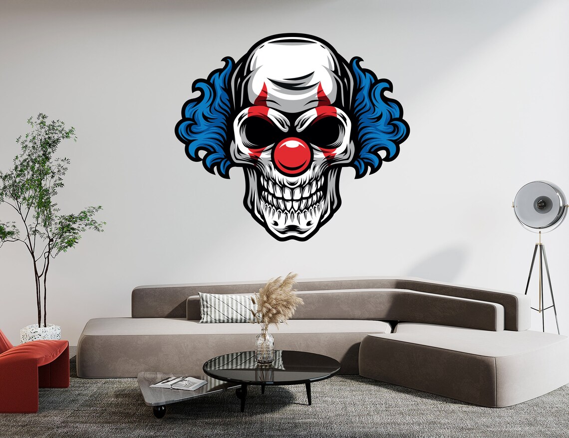 Clown Skull Wall Decal Skull Wall Decal Clown Wall Art - Etsy