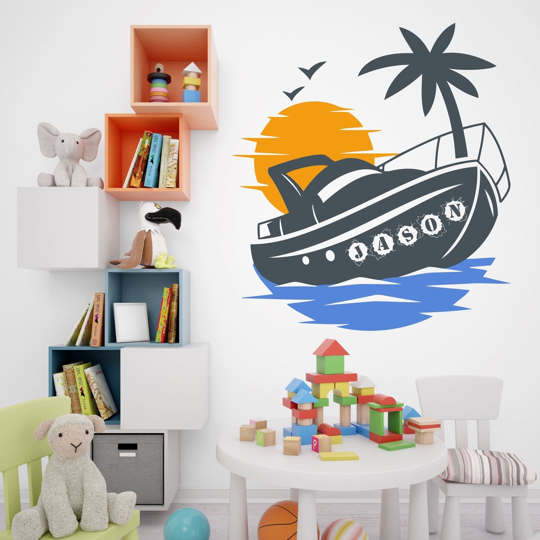 Speedboat Wall Decal Ship Custom Name Wall Art Vinyl Boat Decor ...