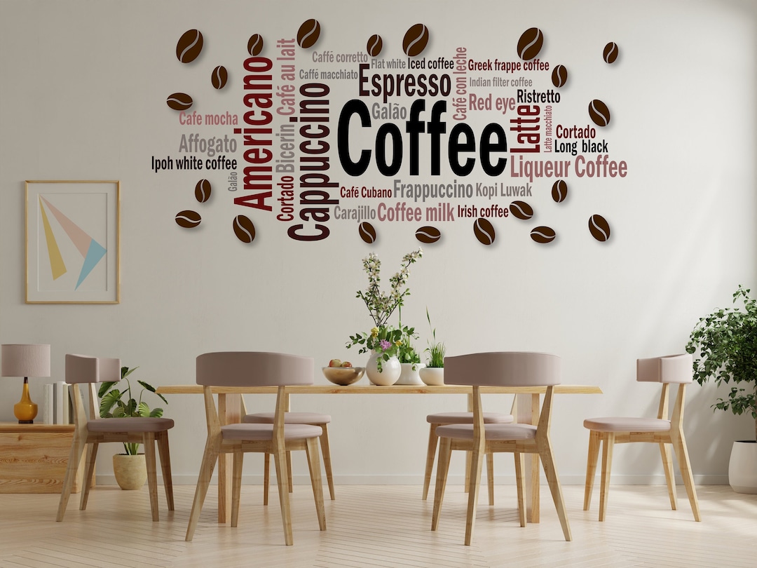Coffee Shop Wall Decor, Coffee Shop Wall Art Decal, Coffee Vinyl ...