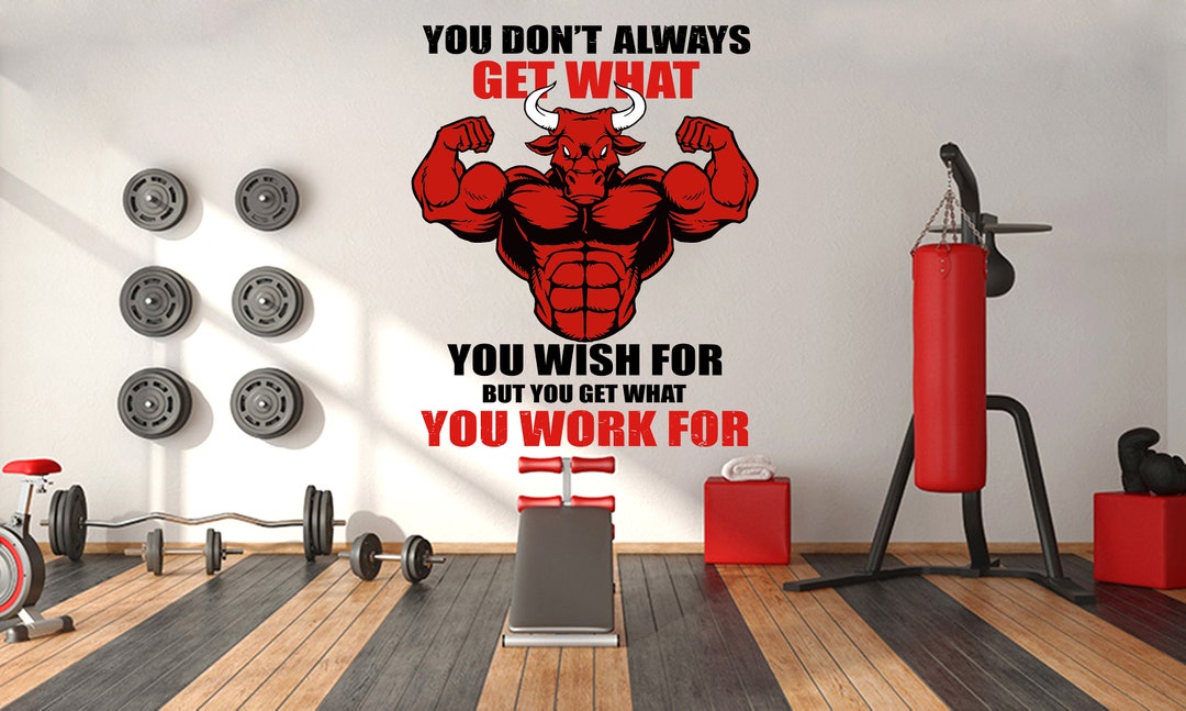 Quote Bull Gym Stickers Bull Fitness Wall Art Gym Bull Wall Decor Bull ...