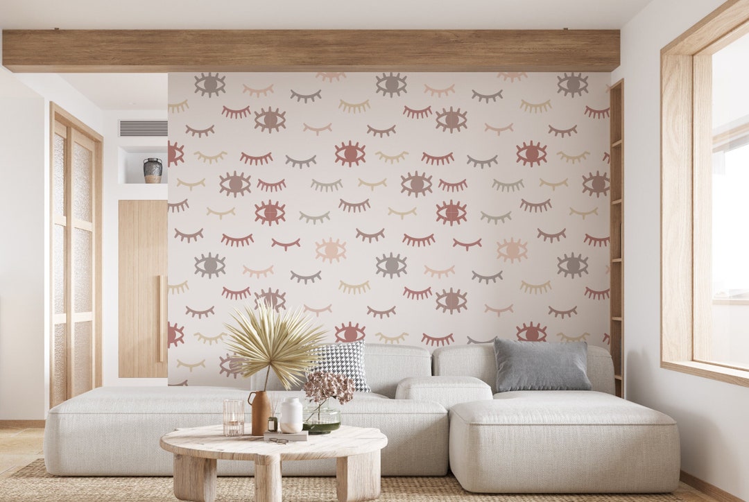 Eyelashes Wallpaper Lashes Wall Art Fabric Wallpaper Eyelashes Mid ...