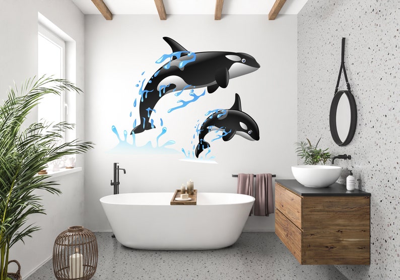 Orca Wall Decal Whale Wall Art Orca Wall Decor Orca Bathroom | Etsy