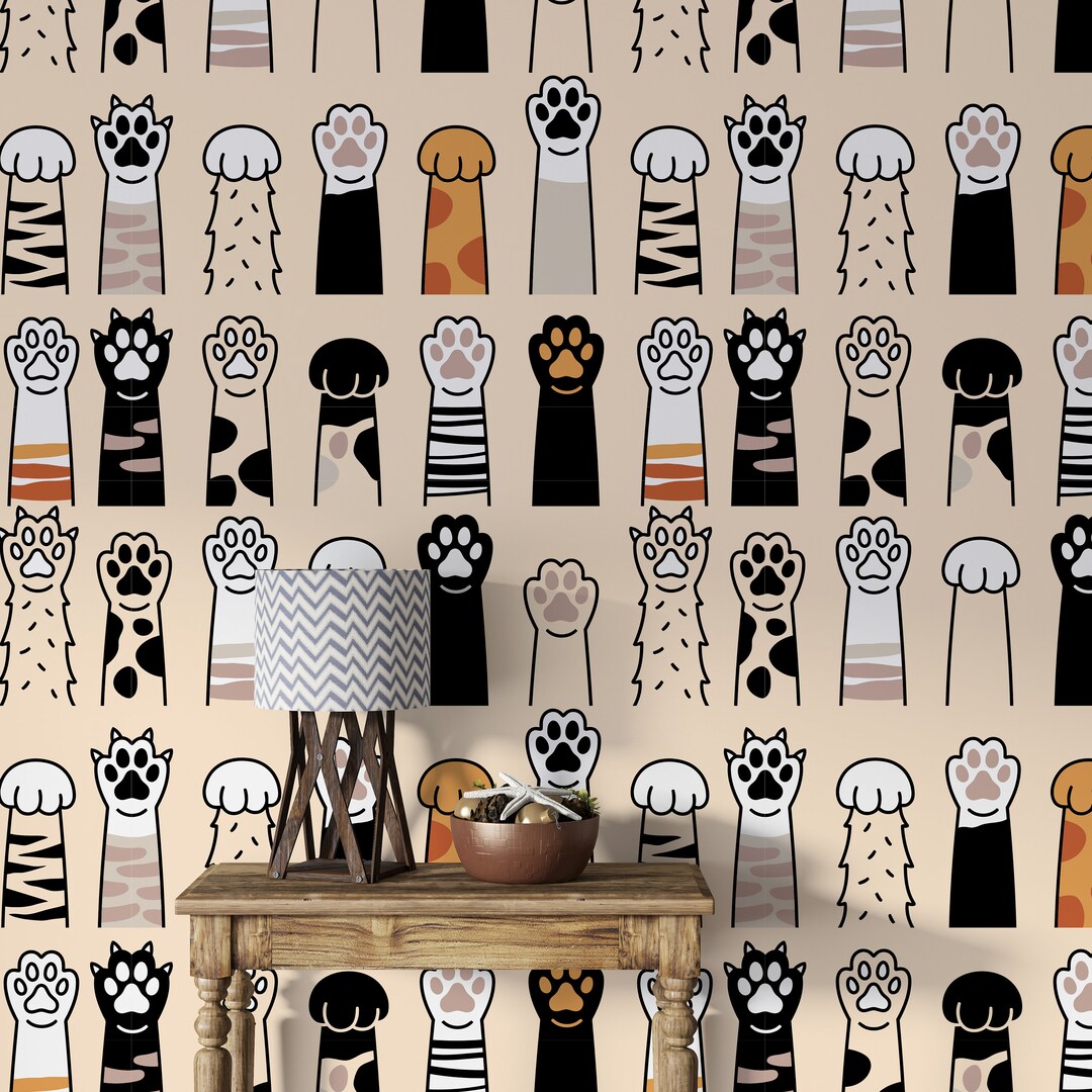 Cat Paw Wallpaper Cat Wallpaper Cat Wallpaper Grooming Salon - Etsy