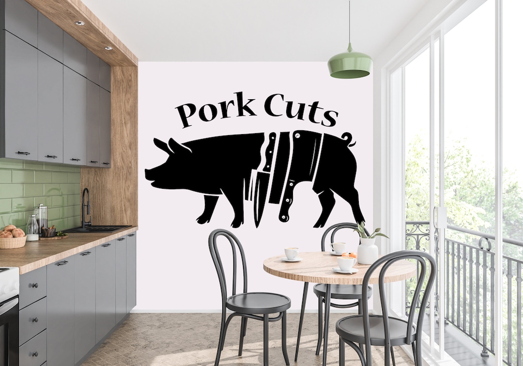 Butcher Pork Wall Decal Pig Vinyl Sticker for Butcher Cuts Decorations ...