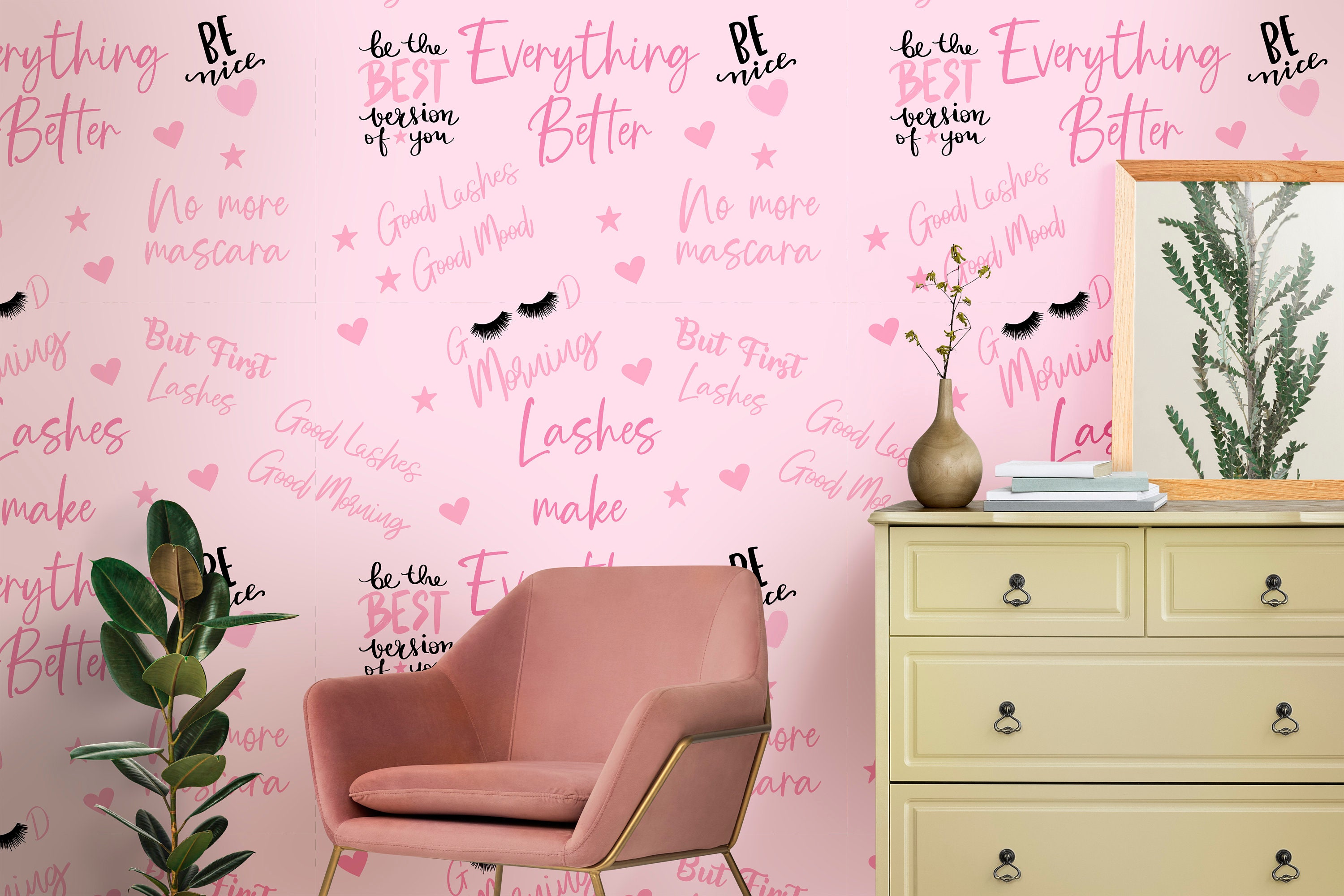 Eyelashes Wallpaper Lashes Wall Art Fabric Wallpaper Eyelashes - Etsy