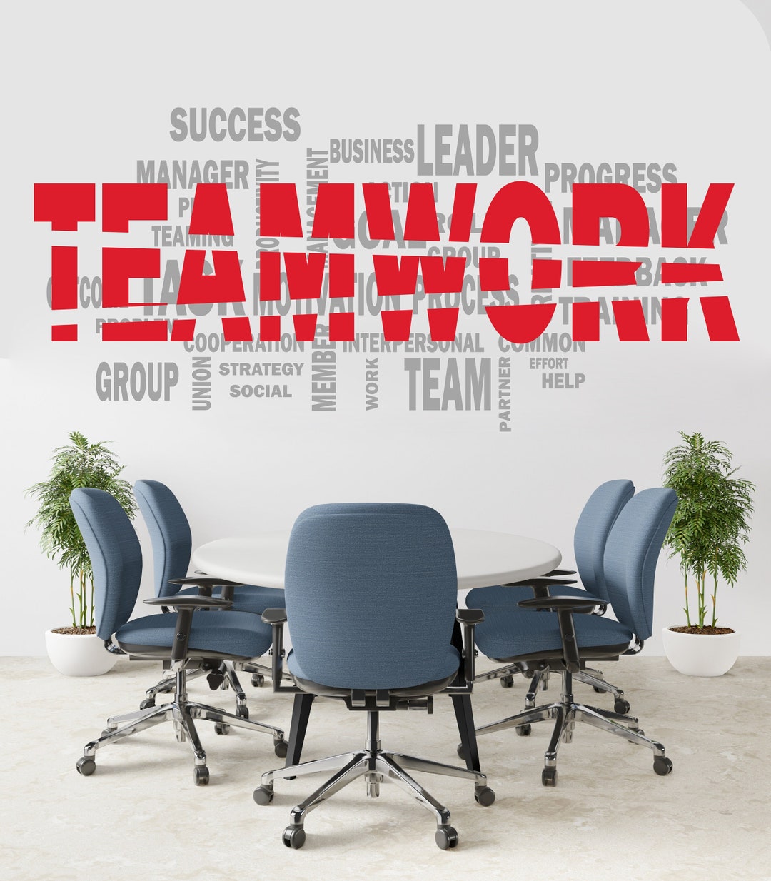 Teamwork Office Wall Decal, Motivation Teamwork Success Idea Wall Decal ...