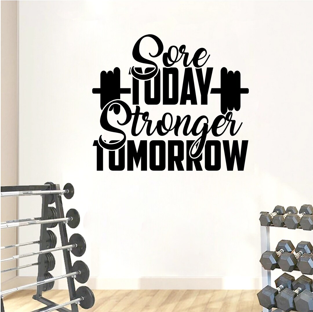 Fitness Wall Decal Workout Wall Decal Gym Wall Decor Motivational Quote ...